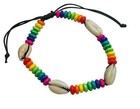 Gay Lesbian Rainbow Bead Cowrie Shell Black Waxed Cotton Wristband ...
