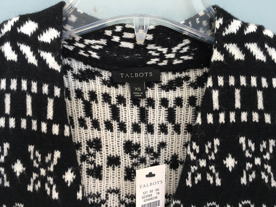 NWT Talbots Black and White Pattern Cardigan in Size XS | eBay