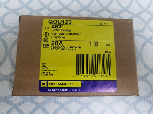 Square D Schneider QOU120 Circuit Breaker 20A 1 Pole 120/240V | eBay
