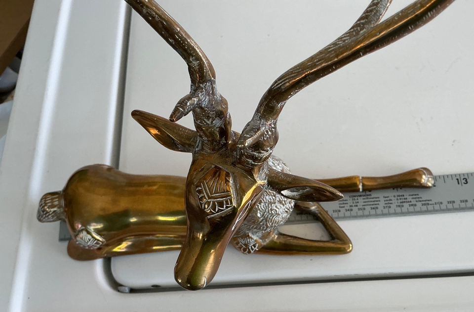 Vintage Brass Gazelle Antelope Impala Statue Large Antlers Laying ...