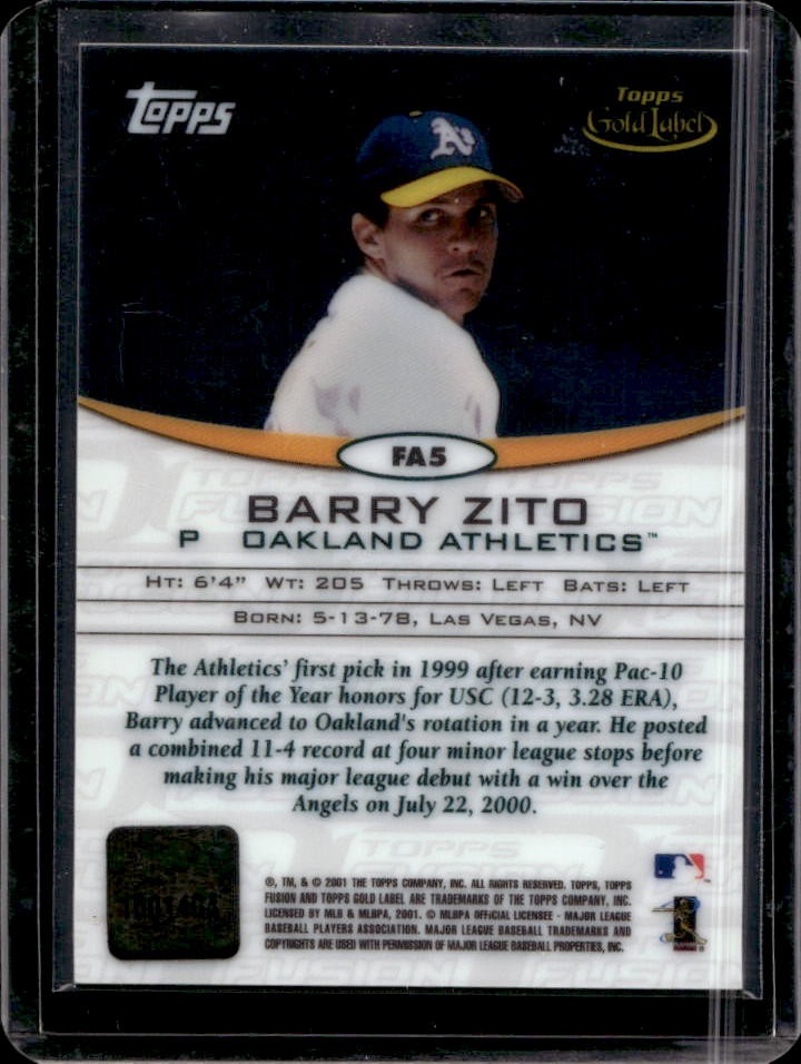 2001 Topps Fusion Barry Zito Auto #FA5 Athletics | eBay