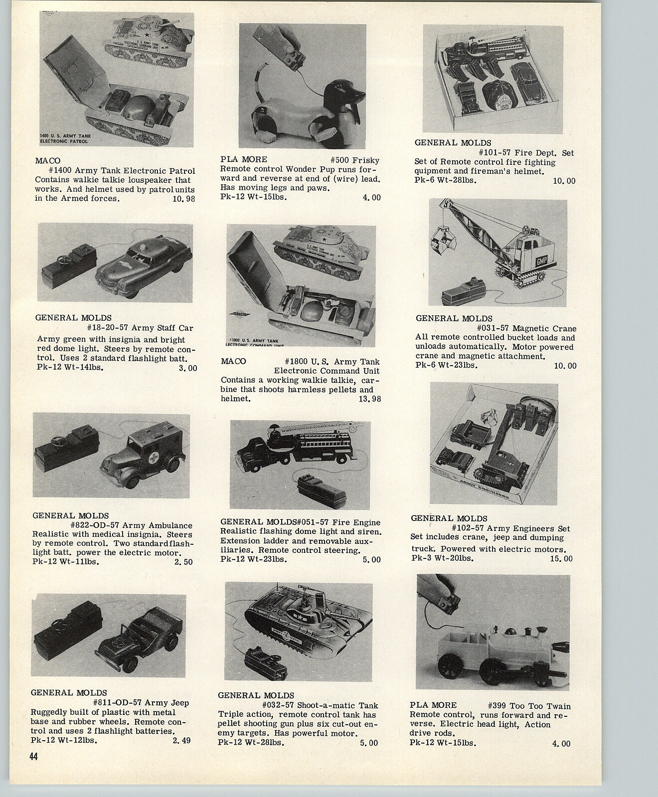 1958 Paper Ad Tico Toys Army Fighter Sets Soldiers Maco Army Tank ...