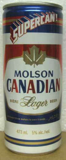 MOLSON CANADIAN SUPERCAN 473ml foreign Beer CAN Montreal CANADA 1980s ...