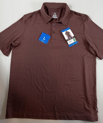 Gerry Men's Short Sleeve Shirt 40+ UPF Quick Dry 3 Button Brown Size L ...