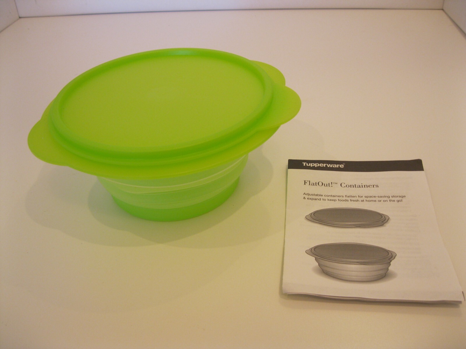 New Tupperware Flatout Container in Chartreuse Green 3 Cup Capacity ...
