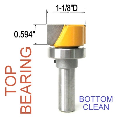 1 pc 1/2" SH 1-1 /8" Diameter Bottom Cleaning w/ Top Bearing Router Bit ...