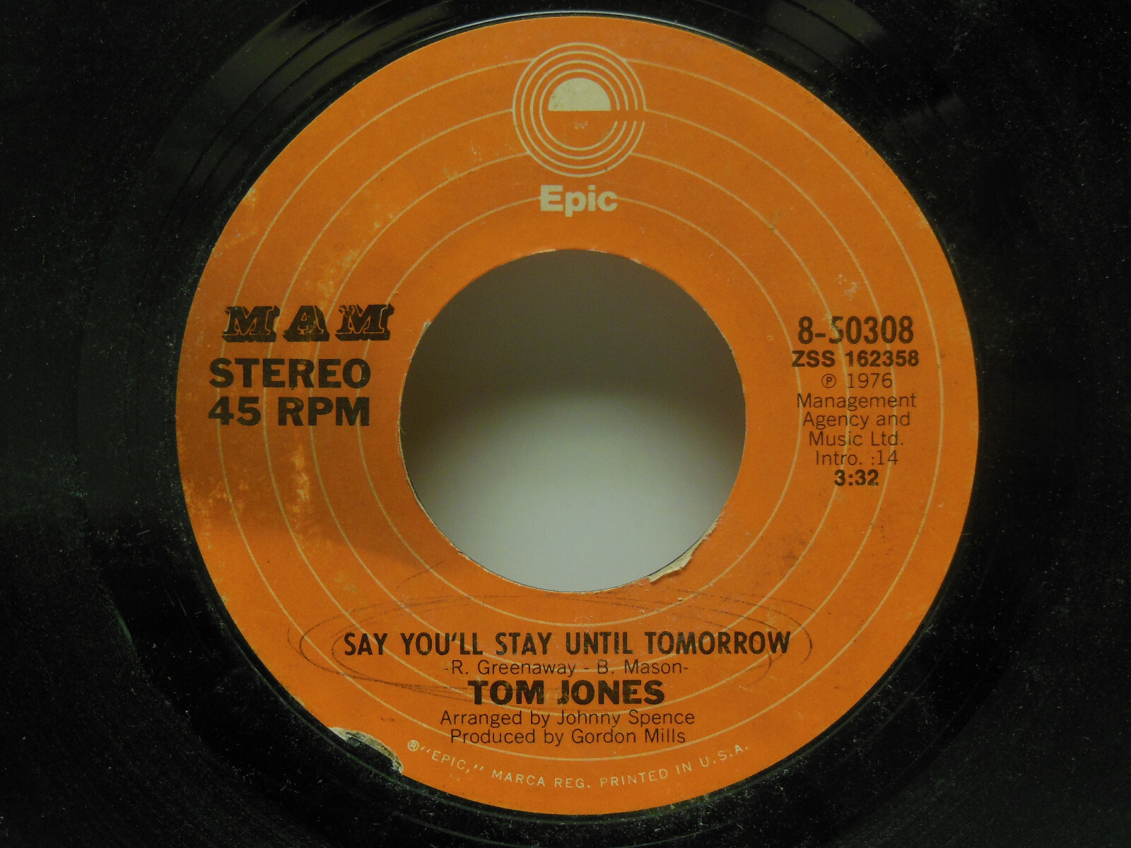 TOM JONES: SAY YOU'LL STAY UNTIL TOMORROW / LADY LAY, 45 RPM, VG+ | eBay