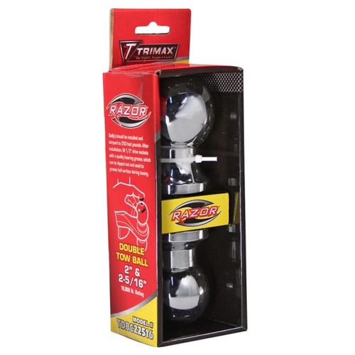 Trimax Razor Chrome 2" and 2-5/16" Double Tow Ball for PB SFP SX ALFM ...
