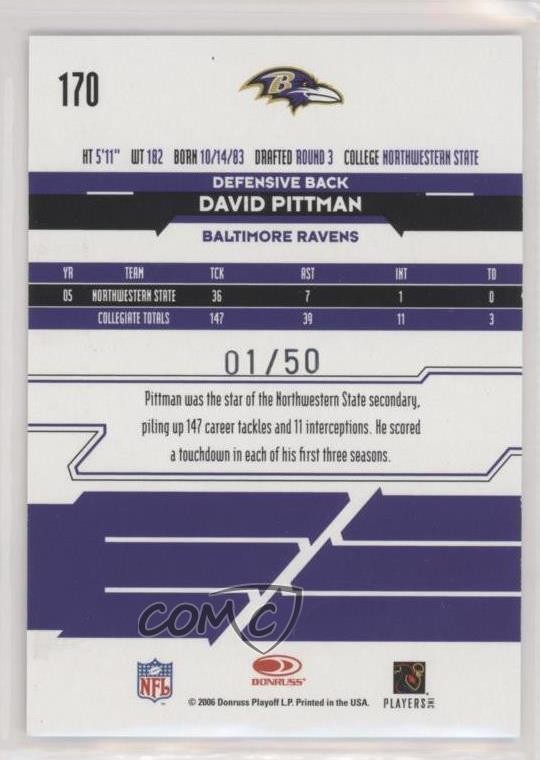 2006 Leaf Rookies & Stars Rookie /50 David Pittman #170 Auto RC | eBay