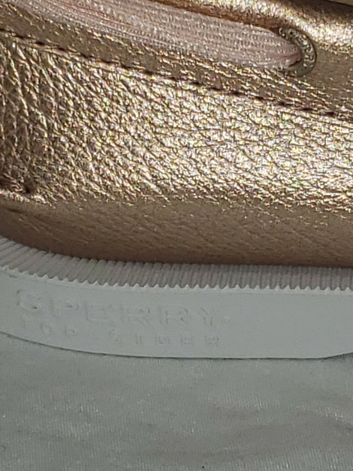 NIB Sperry Top-Sider Rose Gold Leather Slip On Laced Boat Shoe Loafers ...