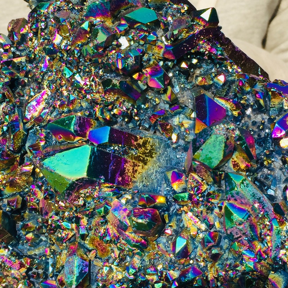 3.9kg Large Rainbow Flame Titanium Quartz Crystal Cluster Rough ...
