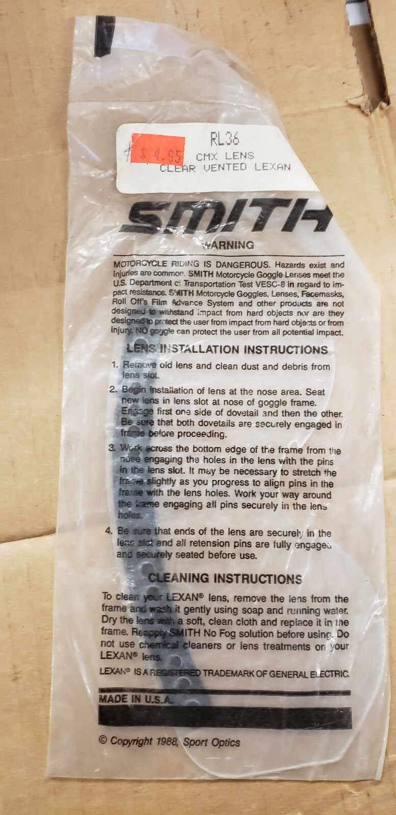 Smith RL36 Clear Vented Lexan Lens | eBay