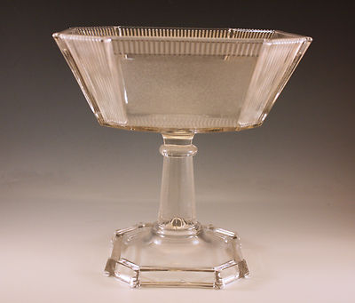 1890 AMERICAN PATTERN GLASS BRYCE BROS DERBY PLEAT AND PANEL LARGE OPEN ...