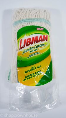 1 Libman Jumbo Cotton Wet Mop - Scrubber Pad Looped Ends Added ...
