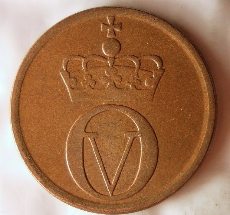 1963 NORWAY 2 ORE - MOOR HEN - Excellent Coin - FREE SHIP- Norway Bin ...