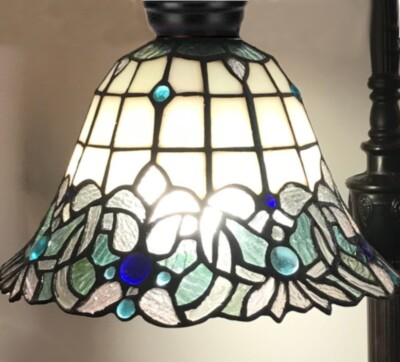 CRYSTAL BLUE TIFFANY STYLE HANDCRAFTED LEADLIGHT BATTEN FIX CEILING ...