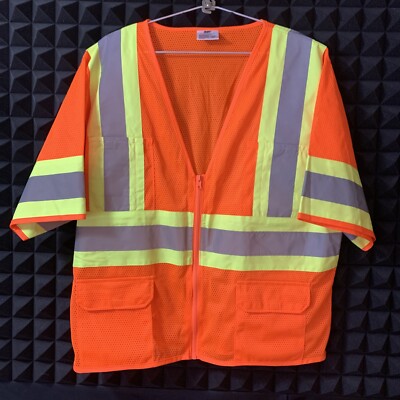 RRI (R & R IND) V310O X-Large Hi-Visibility Safety Vest CLASS 3 LEVEL 2 ...