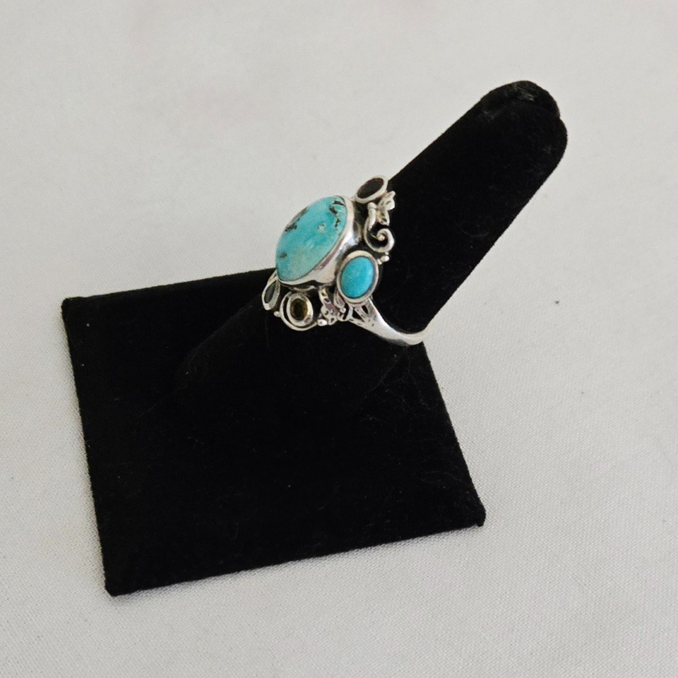 Sterling Silver 925 DJoy Ring Turquoise Color Stones Multicolored ...