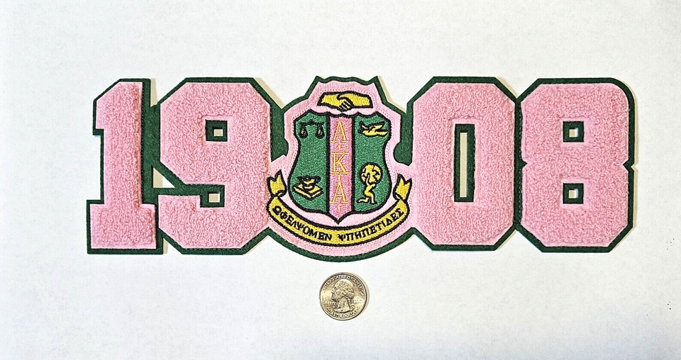 Alpha Kappa Alpha 1908 11" x 3.5 " Chenille and Embroidered Iron On Patch | eBay