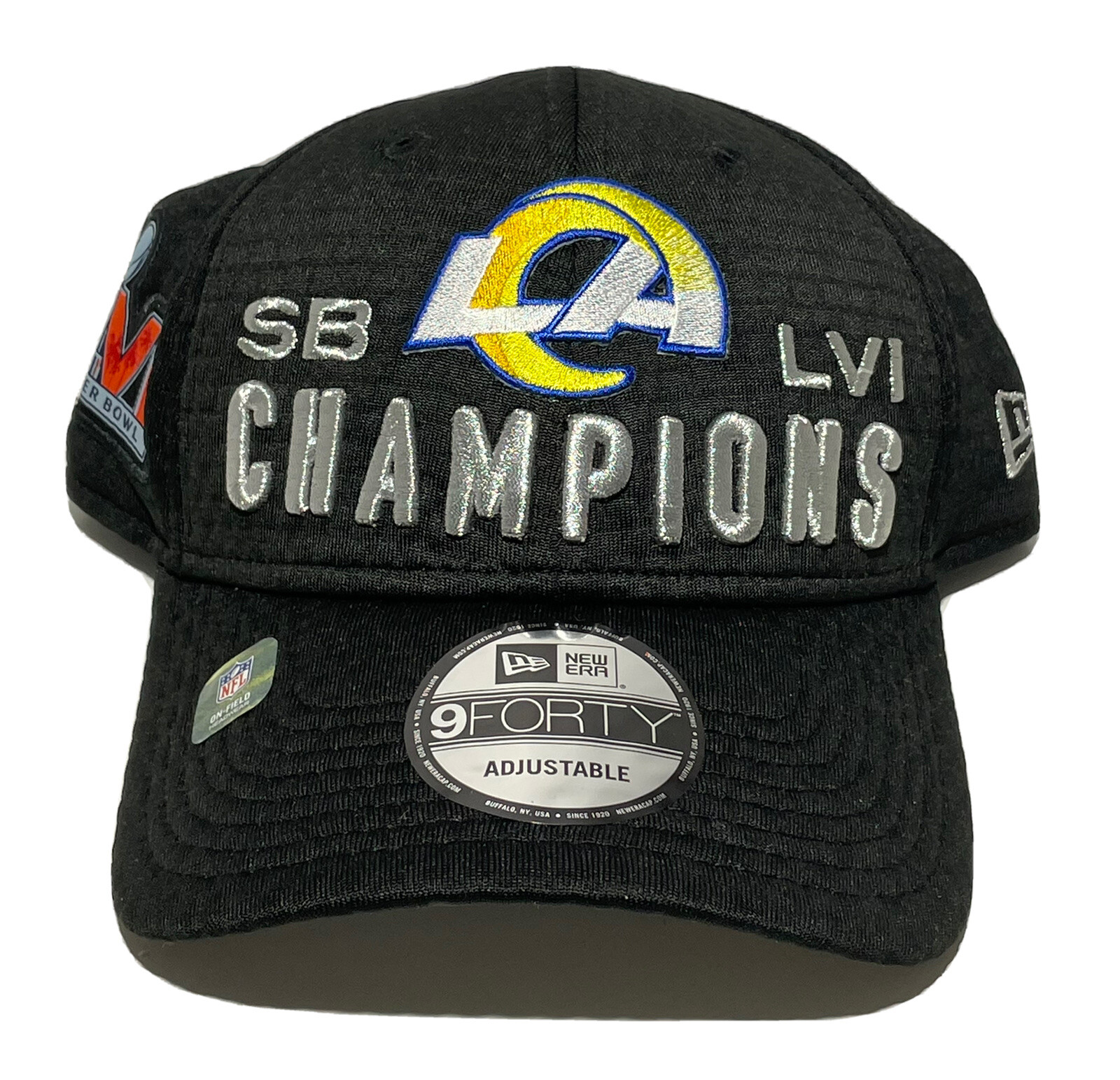 New Era Black LA Rams Super Bowl LVI Champions 9FORTY Snapback ...