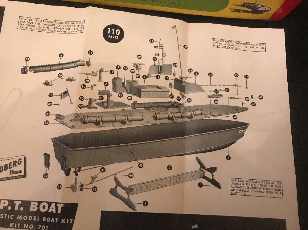 Rare! 1954 Paul Lindberg Line PT-518 TORPEDO BOAT Model Kit 701:198 ...