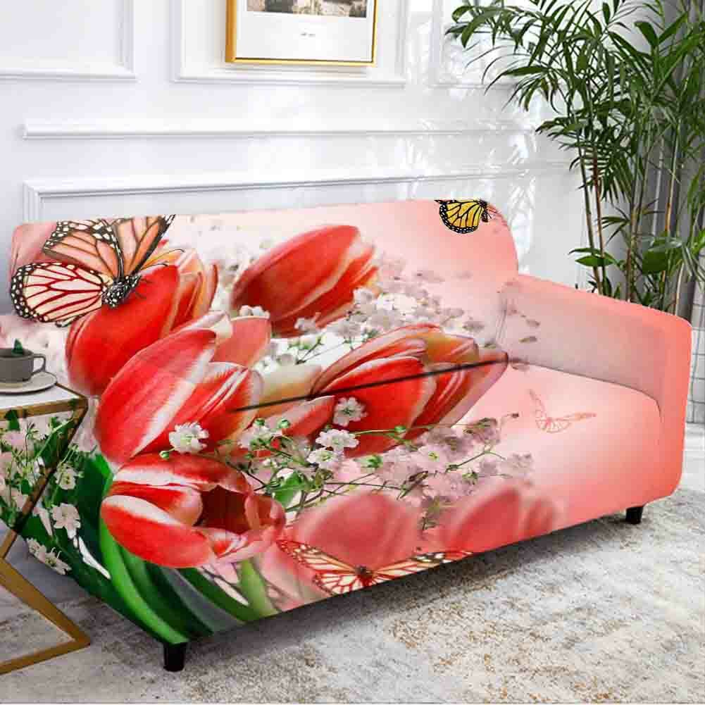 Pink Cherry Film Stretch Sofa Cover Lounge Couch Slipcover Recliner ...