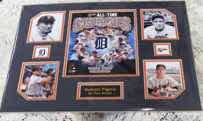 DETROIT TIGERS BASEBALL ALL TIME GREATS 16" x 20" MATTED FRAMEABLE ...