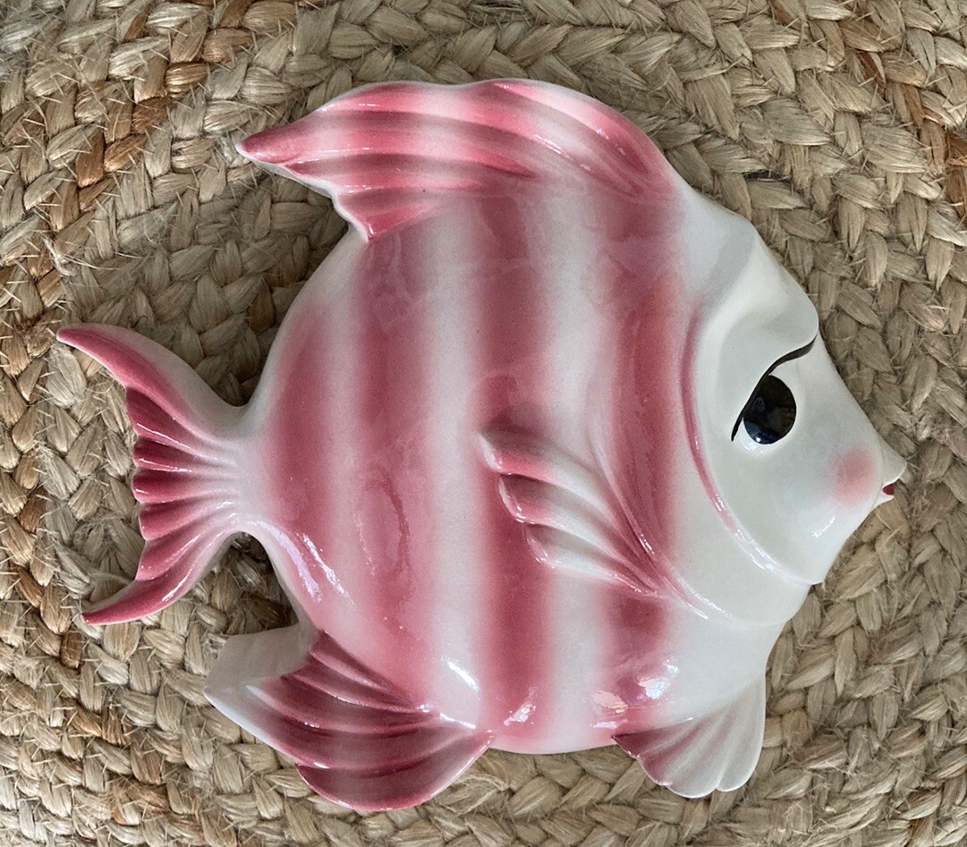 VTG Anthropomorphic Fish Wall Pocket Planter MCM Kitsch GILNER POTTERY ...