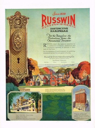1920s Original Vintage Russwin Hardware Hotel Architecture Color Art ...