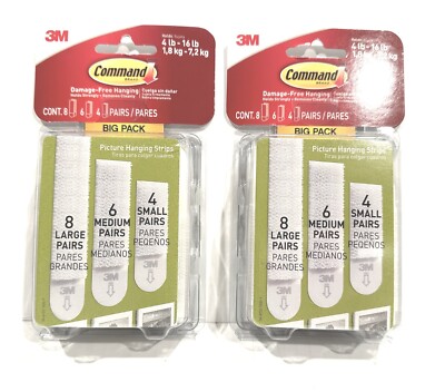Set of 2 - 3M Command Picture Hanging Strips 4-16lb Multi-Pack 3 Sizes ...