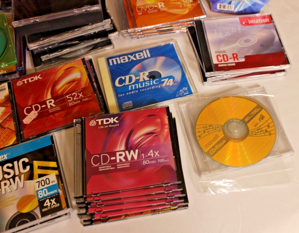 ODD LOT OF NEW DISCS / CD-R, CD-RW, DVD-R / MEMOREX PHILIPS MAXELL TDK ...