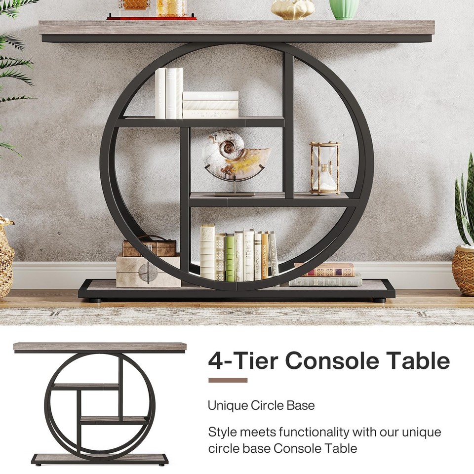 41.3" Console Table, Industrial 4-Tier Sofa Table Entryway Table with ...
