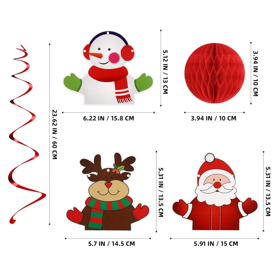 2 Sets Christmas Ornament Paper Banner Pendant Decoration Pendants ...