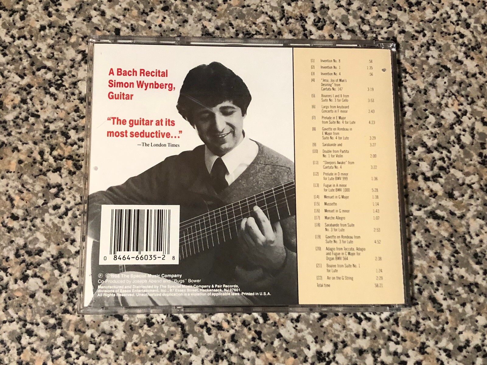 A Bach Recital • Simon Wynberg (CD, Stradivari) 10 String Guitar 1988 ...