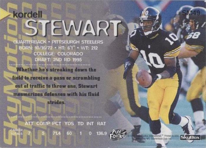 1996 Skybox SkyMotion Kordell Stewart #SM49 for sale | eBay