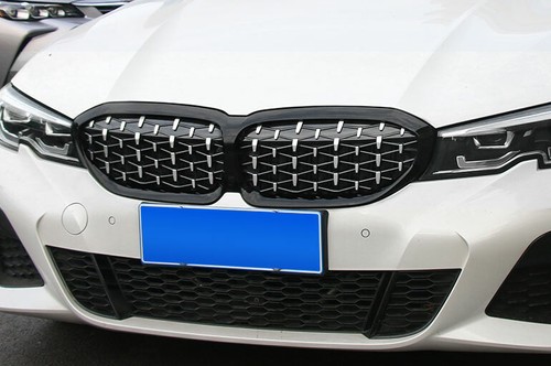 For BMW 3-Series G20 19-2022 Silver Diamond Slats Front Bumper Mesh ...