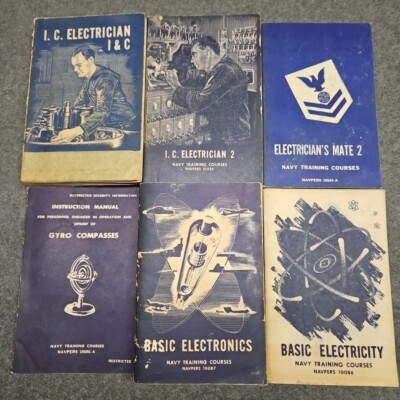 NAVPERS Navy Training Course Books Lot Of 6 1950s Electronics ...