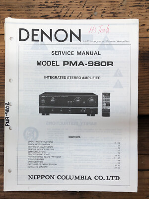 Denon PMA-980R Amplifier Service Manual *Original* | eBay