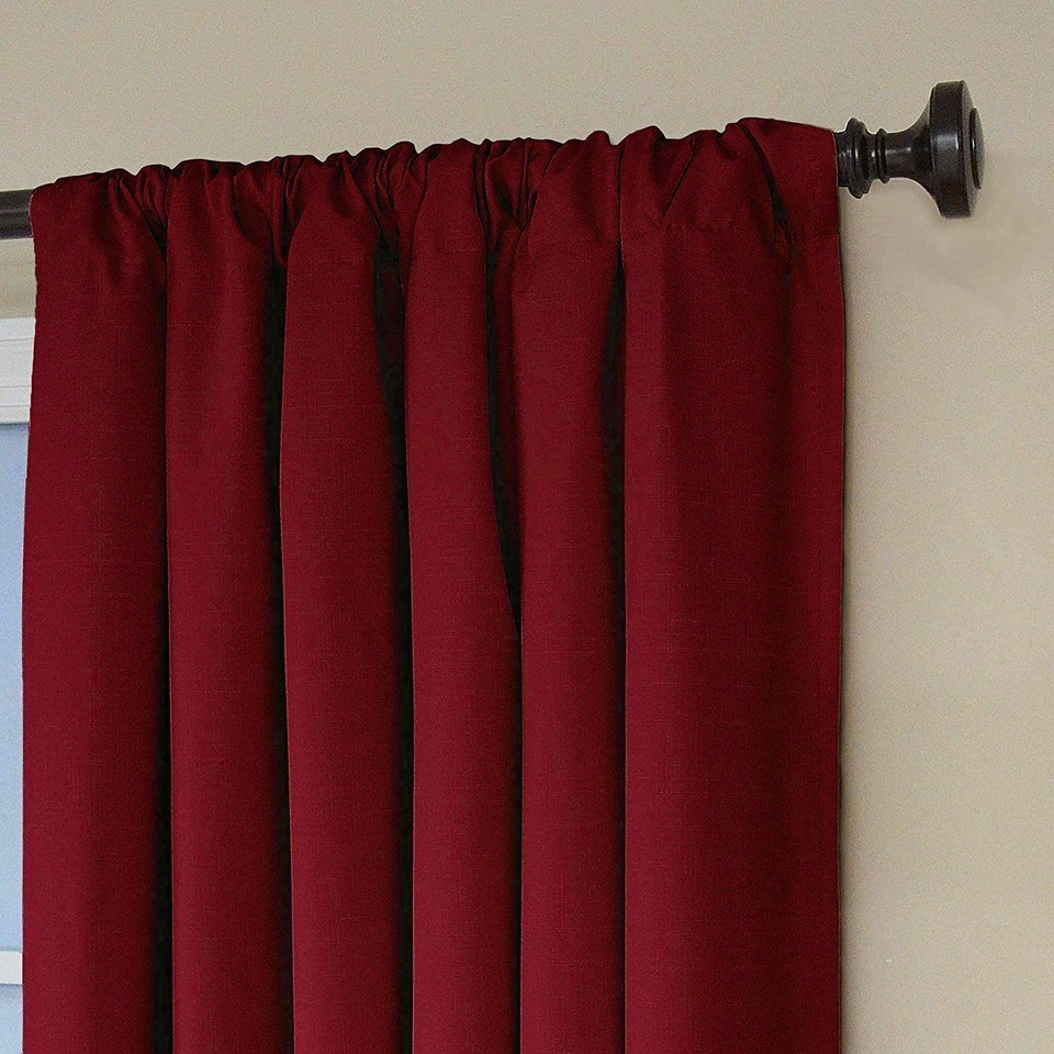 Set 2 Ruby Red Curtains Panels Drapes Pair 63 84 95 in Blackout Light ...