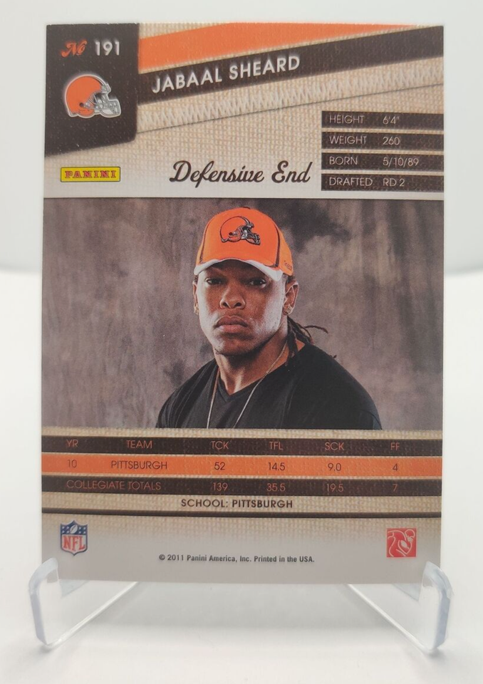2011 Panini Threads Football Card #191 Jabaal Sheard Rookie RC ...