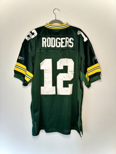 NFL Green Bay Packers Aaron Rogers 12 Reebok Sewn Green Jersey Men 52 ...