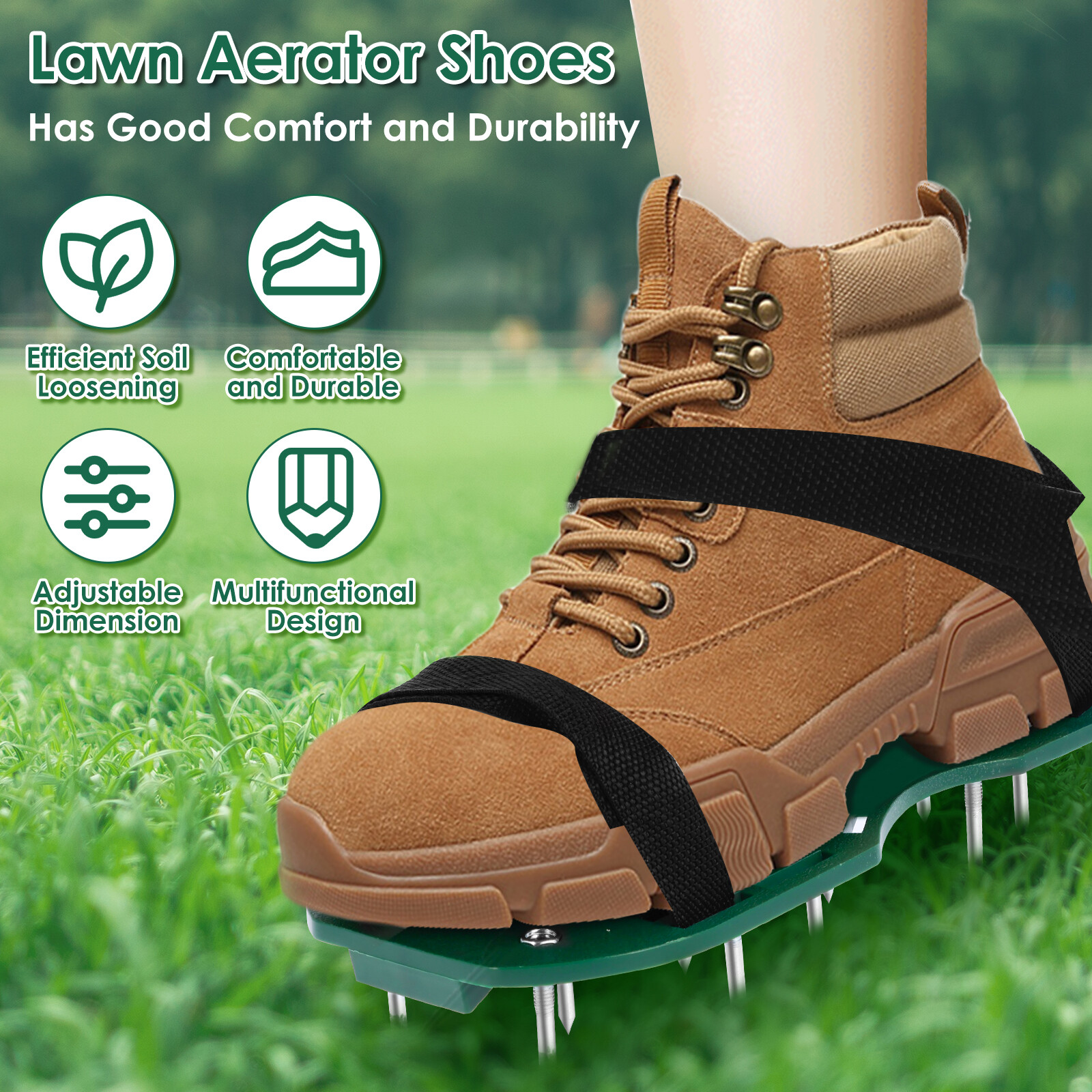 Lawn Care Garden Grass Sod Aerator Spike Sandals Spiked Strap Shoes ...