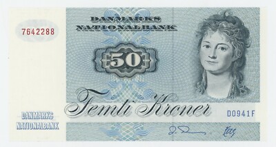 Denmark 50 Kroner 1972 (1994) Pick 50.k aUNC Uncirculated Banknote ...