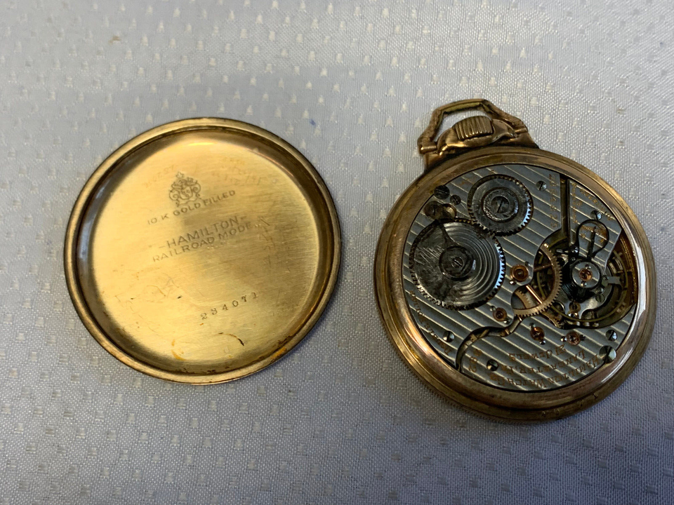 Vtg 1926 Hamilton Pocket Watch 992 Railroad Lever Set 21J 10K GF ...