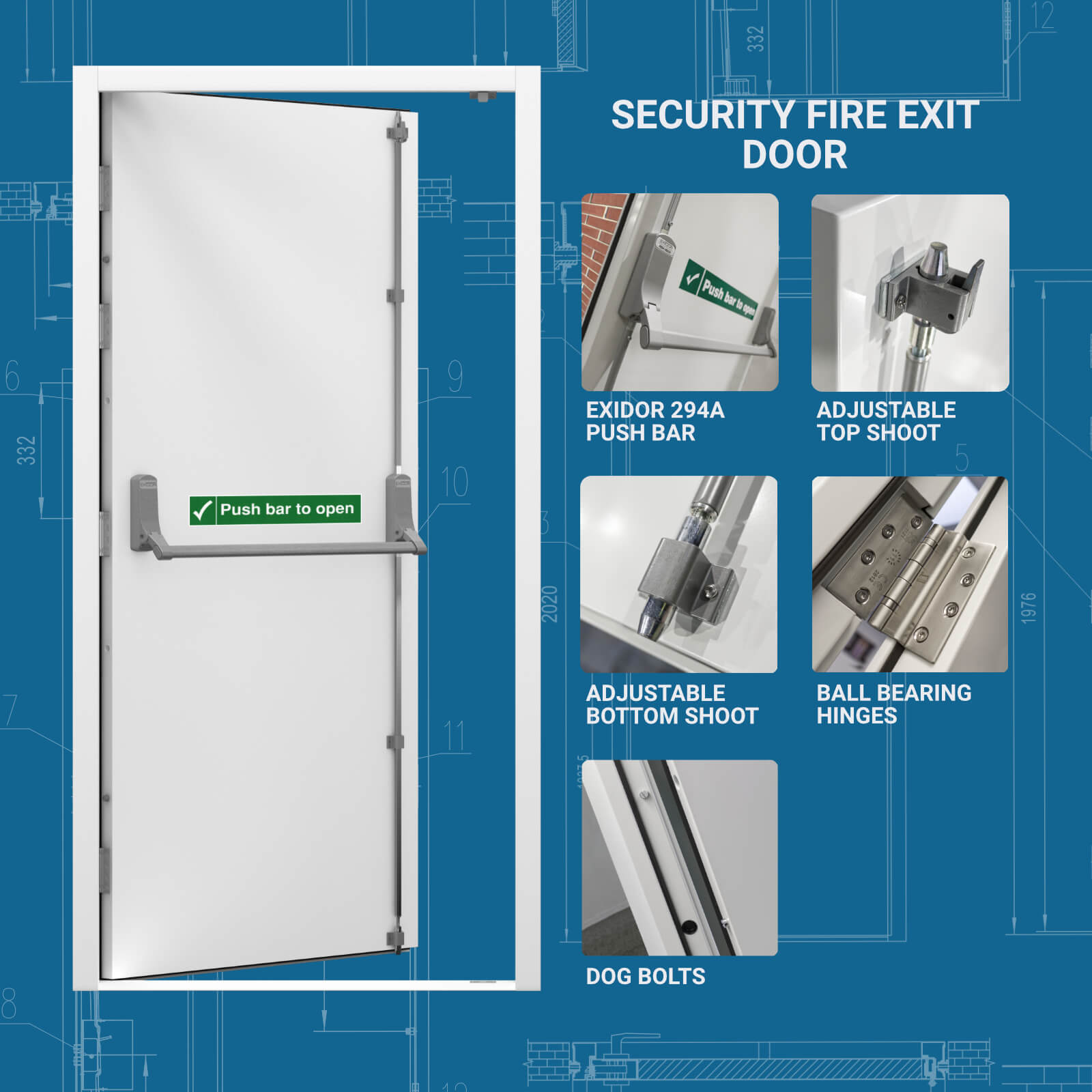 Merlin Grey Emergency Fire Exit Metal Door & Frame (BS18B25) | eBay