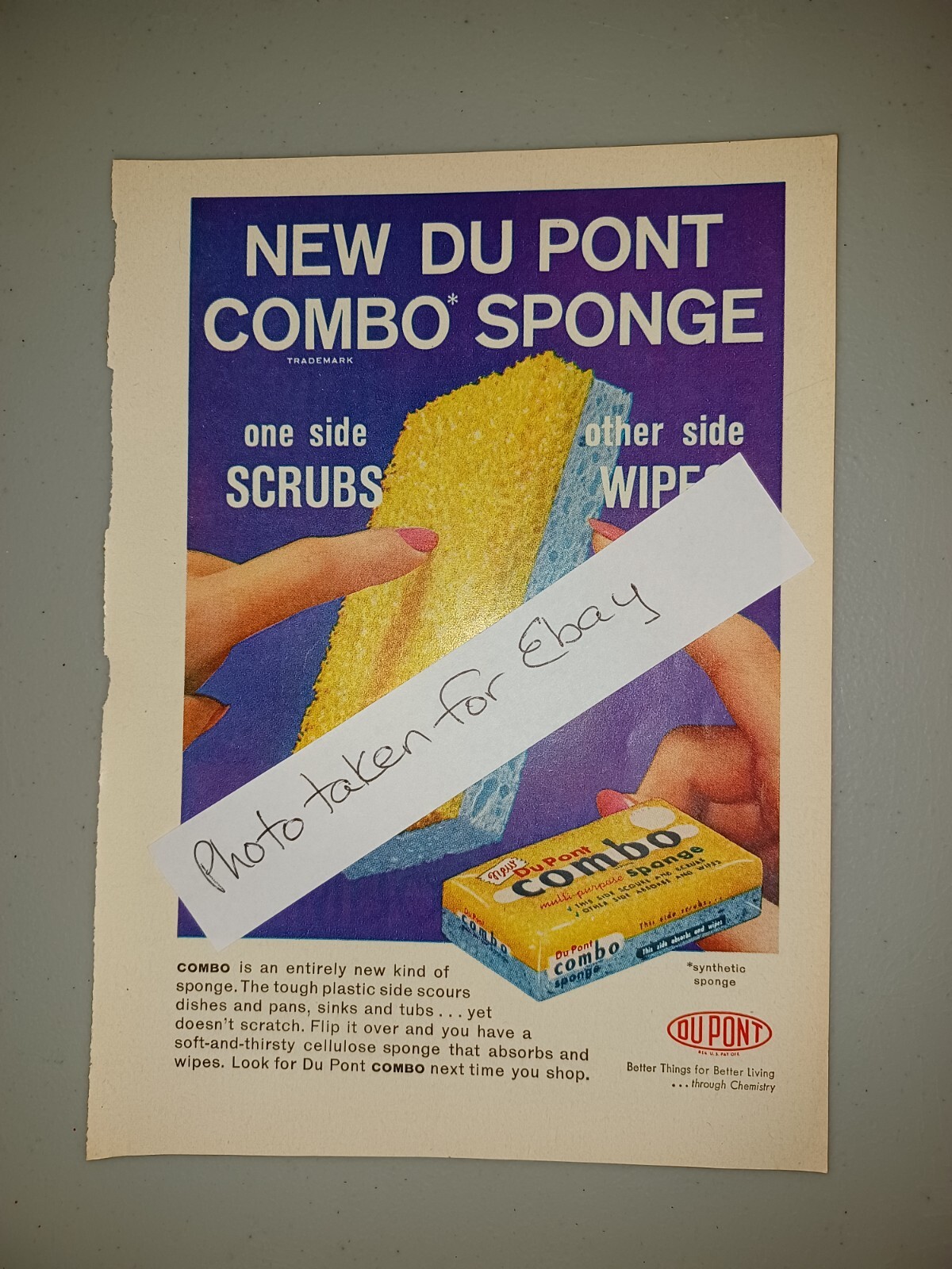 Dupont Combo Sponge Vintage 1958 5x7 Magazine Ad | eBay