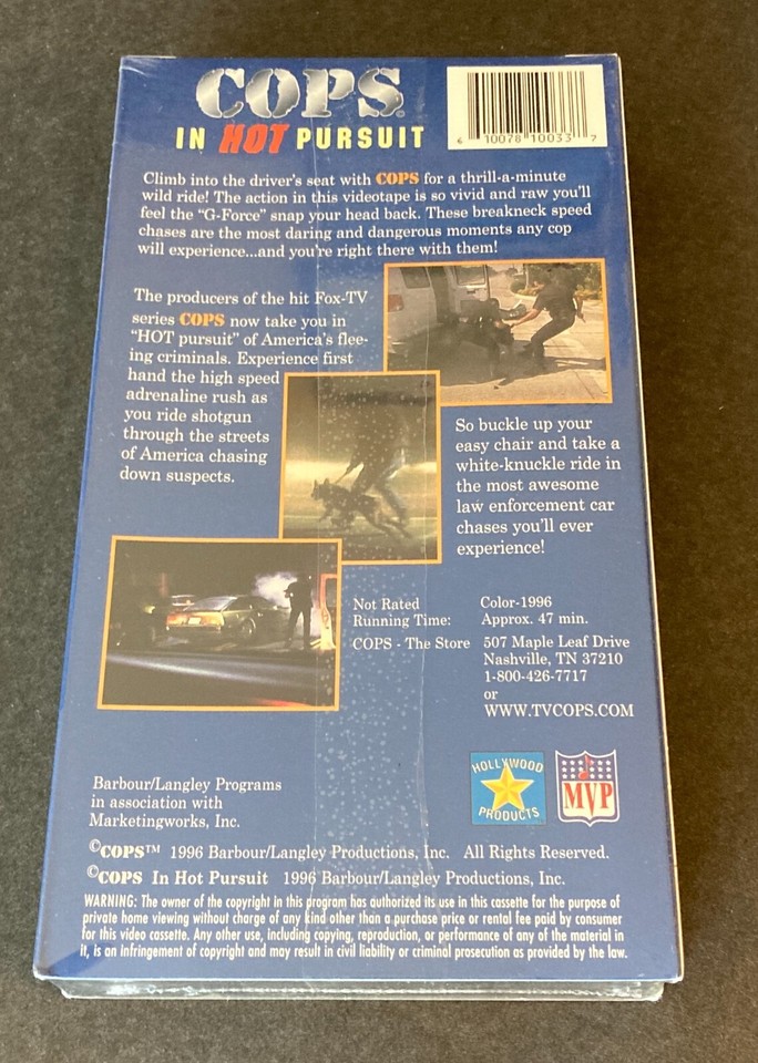 COPS IN HOT PURSUIT (VHS, 1996) - Rare Unopened VHS Copy 610078100337| eBay
