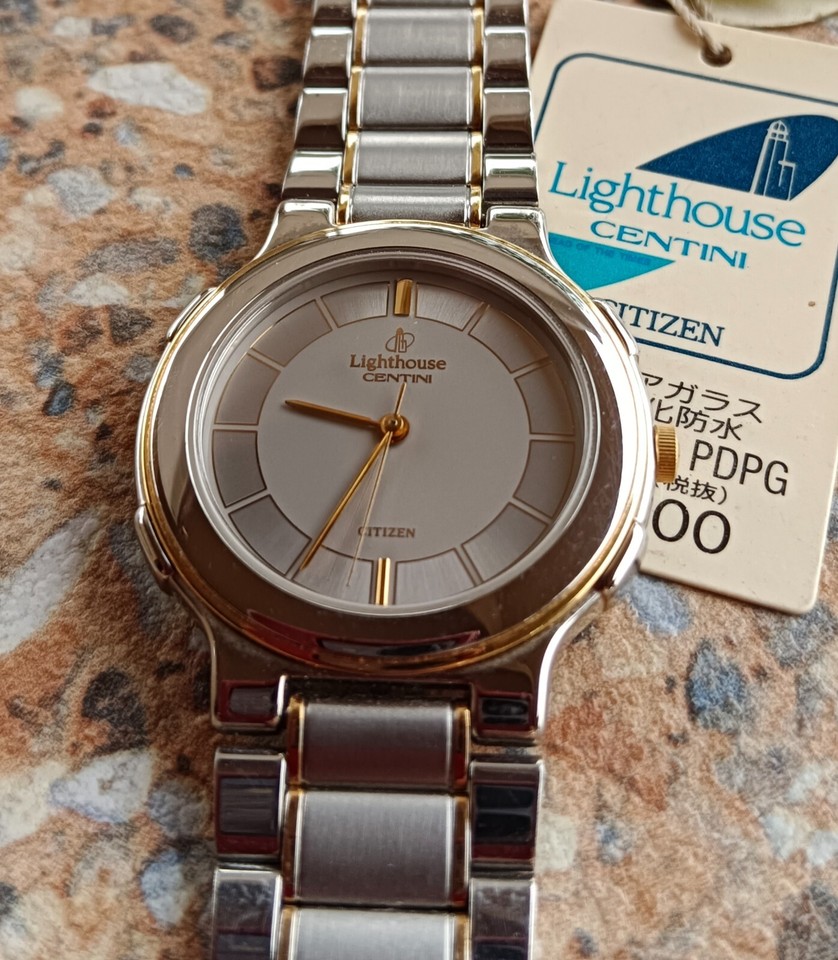 Vintage Citizen Lighthouse Centini Quartz October 1991 Palladium Gold ...