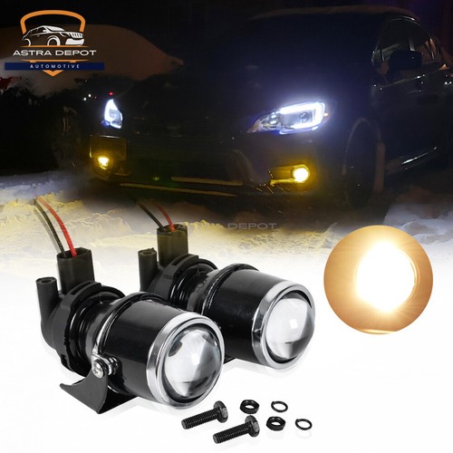 Pair 2" Yellow Universal Projector Fog Lights Assembly Kit w/ Mounting ...