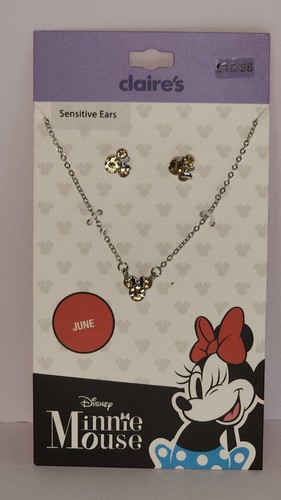 Claire’s Disney 'JUNE' MINNIE MOUSE Earrings & Necklace BIRTHSTONE ...
